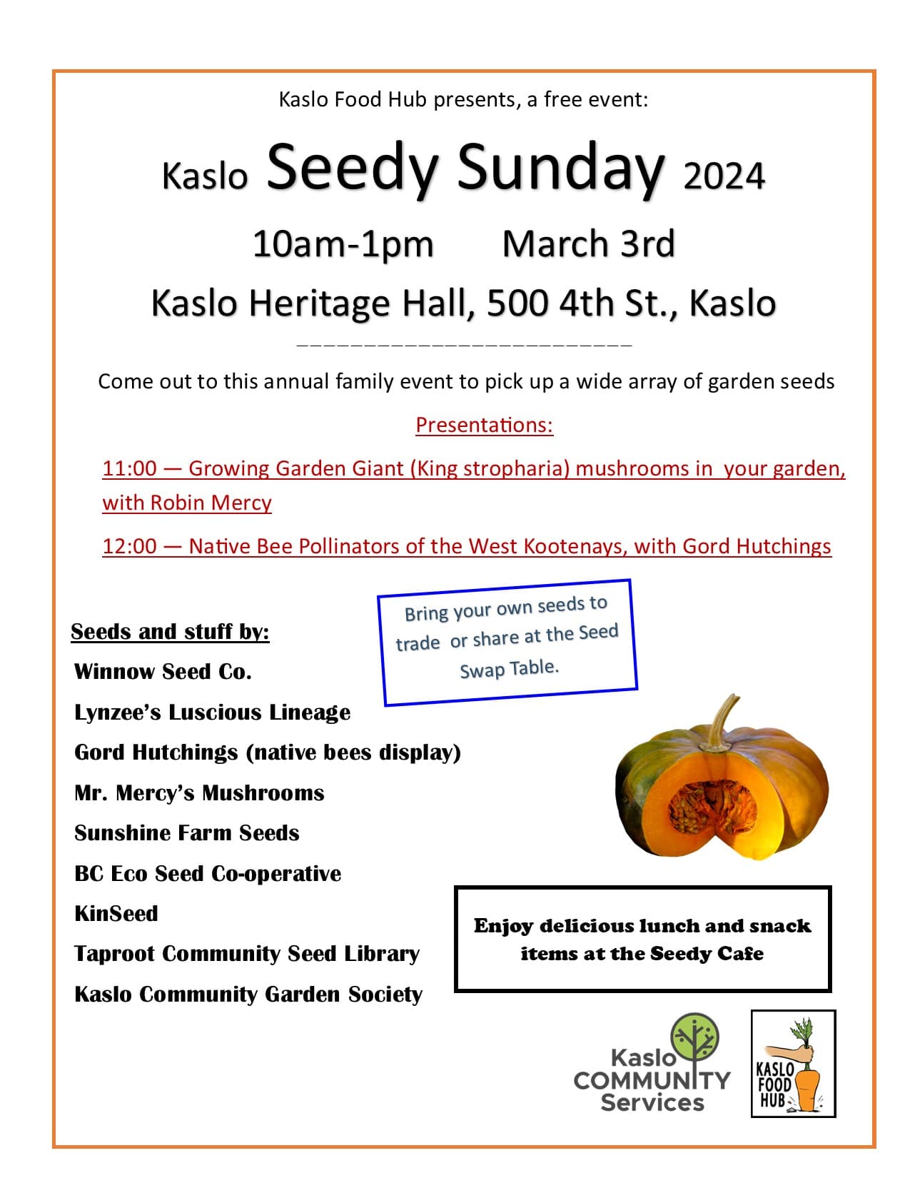 Kaslo Seedy Sunday | Kaslo Community Services
